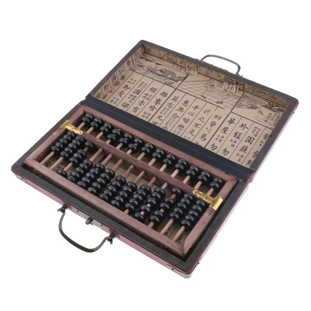 13-Rows-Vintage-Chinese-Wooden-Bead-Arithmetic-Abacus-with-Box-Classic ...