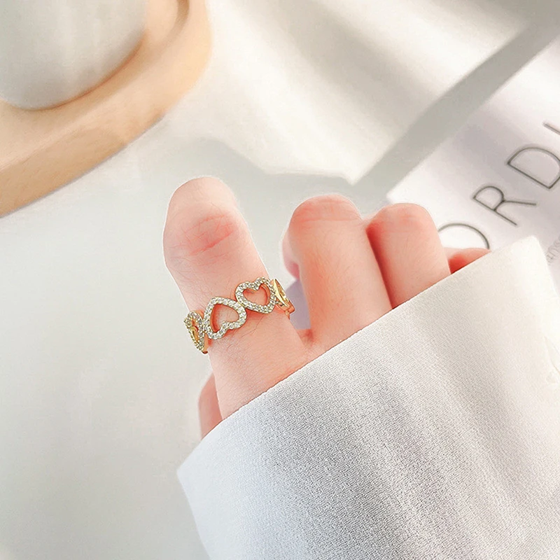 Romantic Gold Hollow Heart Love Rings | Dagiba Jewelry