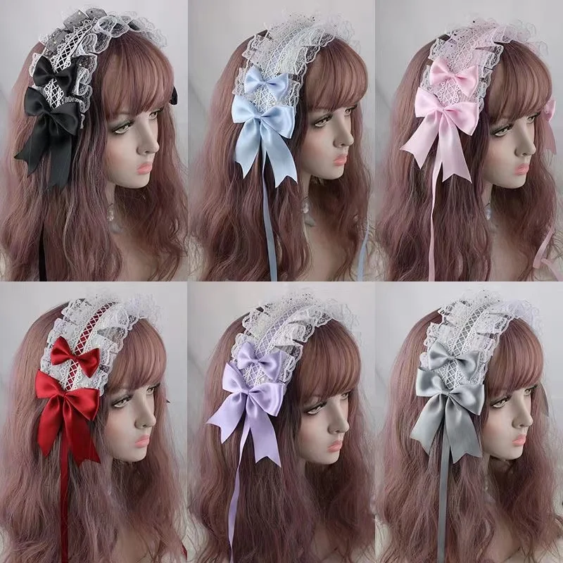 Lovely Sweet Hair Hoop Anime Maid Cosplay Headband Lolita Lace Flower ...