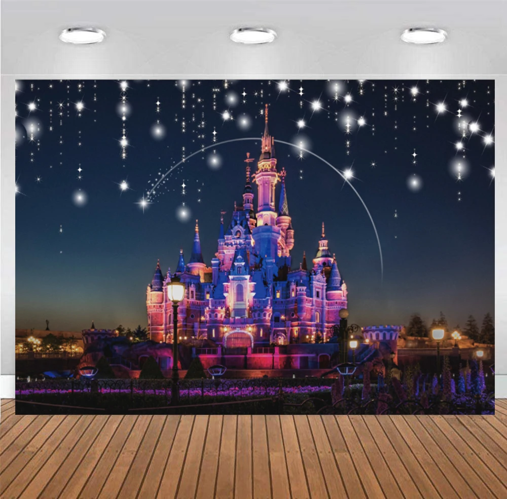 Disney Princess Castle Backdrop Kids Birthday Party Dreamy Glitters ...