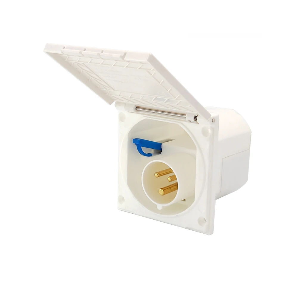 16A-Mains-Hook-Up-Inlet-Socket-Flush-Fitting-White-Caravan-Motorhome ...