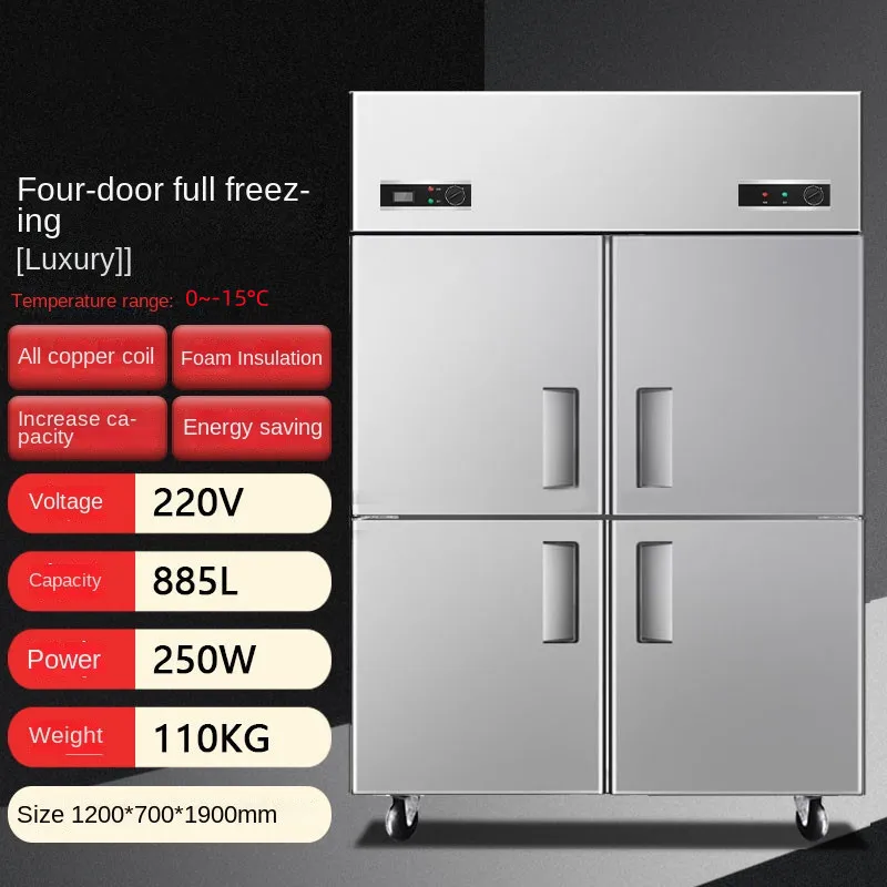 Four-door-Commercial-Refrigerator-4-Open-door-Freezer-Stainless-Steel ...