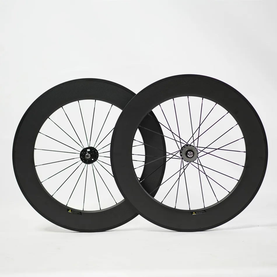 700c Fixed Gear Carbon Wheelset 88mm Pair Clincher Single Speed Fixie ...