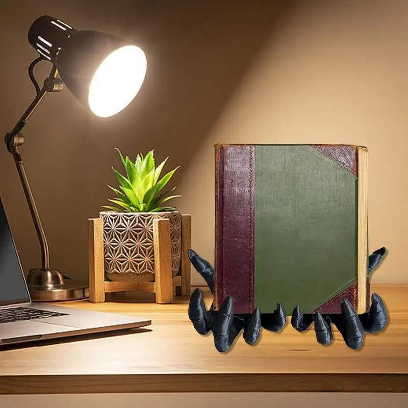 Halloween Gothic Book Stand Resin Devils Hand Book Reading Stand ...