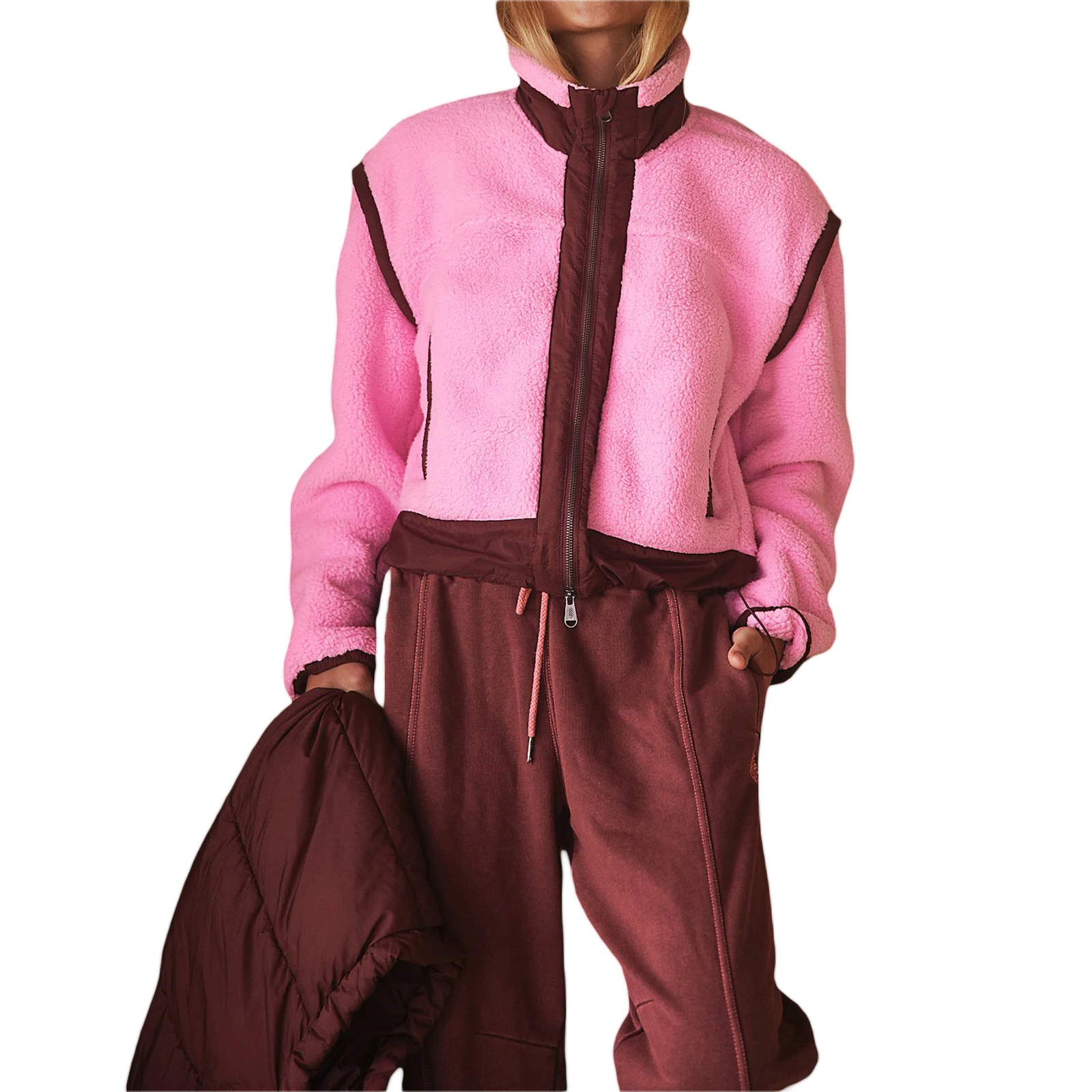 Women-s-Fleece-Jacket-Slouchy-Oversized-Fit-Short-Length-Jackets-Soft ...