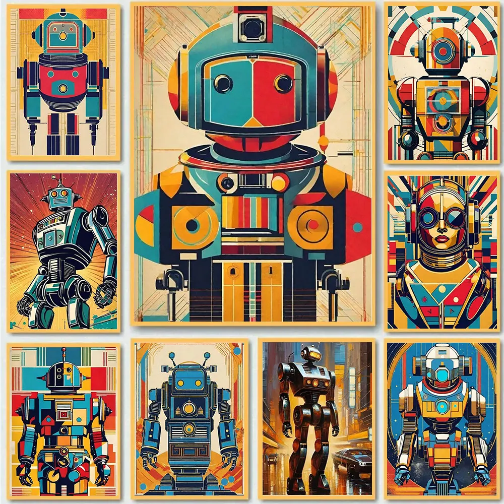 P-steres-Retro-cl-sicos-de-Robot-Punk-pintura-en-lienzo-im-genes-art ...