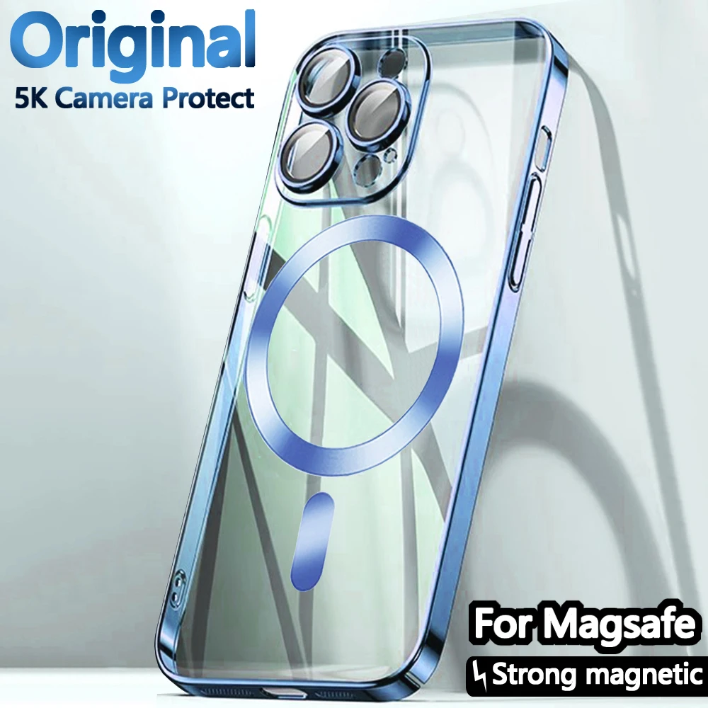 Original-Clear-Plating-Cover-For-Apple-Magnet-Magsafe-Case-Iphone-15-14 ...