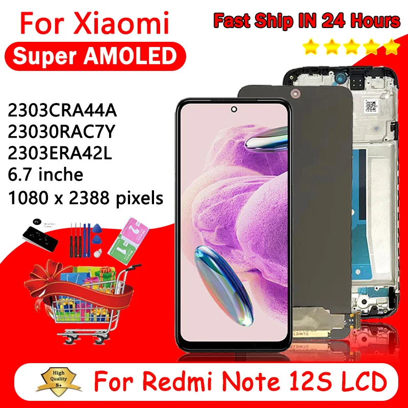 AMOLED-Screen-for-Xiaomi-Redmi-Note-12S-2303CRA44A-23030RAC7Y-Lcd ...