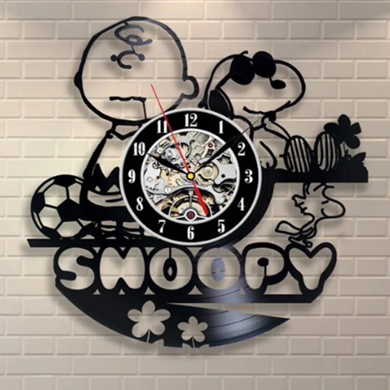 30cm-Snoopy-Charlie-Brown-Woodstock-Wall-Clock-Cartoon-Anime-Black ...