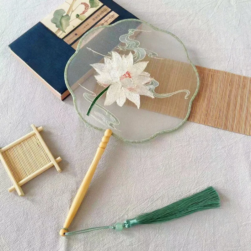 Chinese-Style-Antique-Translucent-Handheld-Round-Circular-Fan-Vintage ...