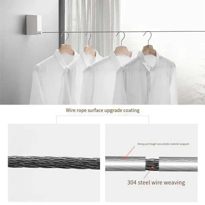 4M Retractable Clothesline Wall-mounted indoor Outdoor Washing Clothes ...