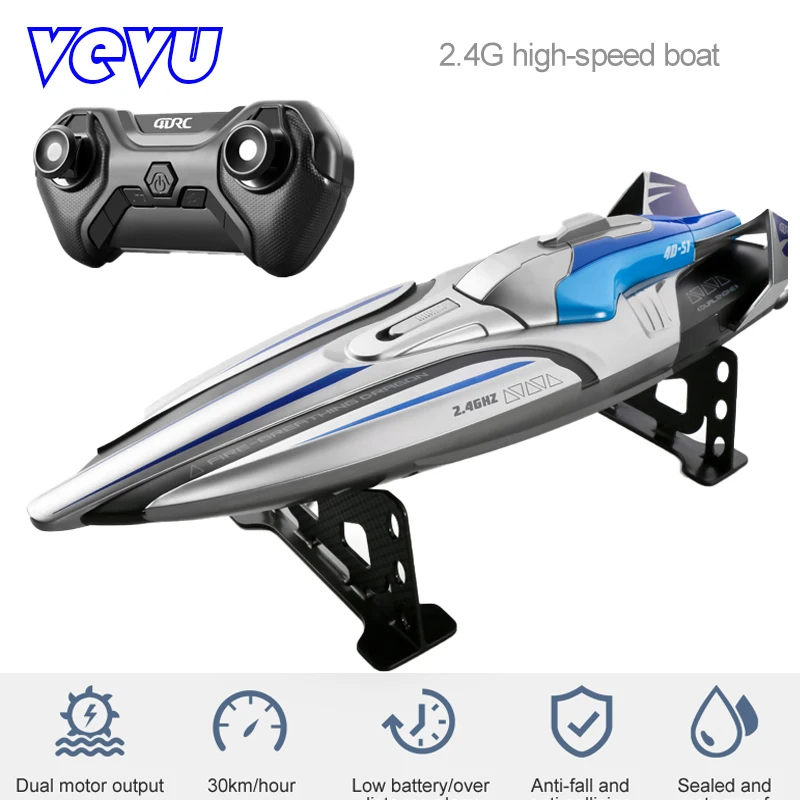 Children's Toy Speedboat Remote Control Boat Radio Long Distance High ...