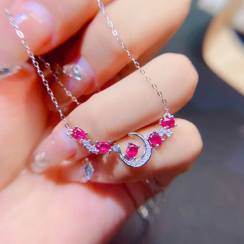 Natural-ruby-pendant-necklace-for-women-silver-925-jewelry-luxury-gem ...