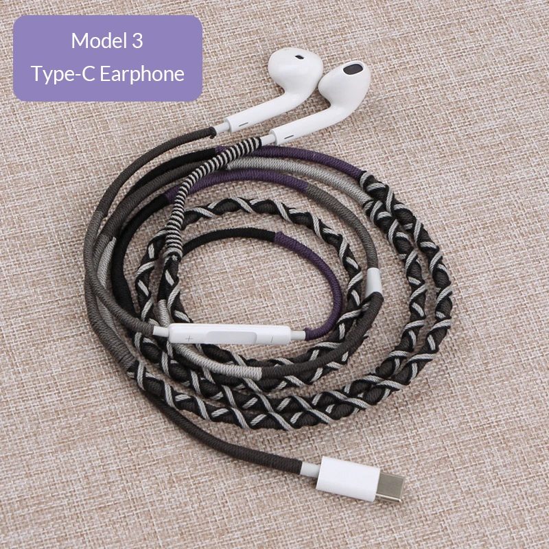 Personality-ins-Type-C-Earphones-USBC-port-Braided-Wire-Control ...