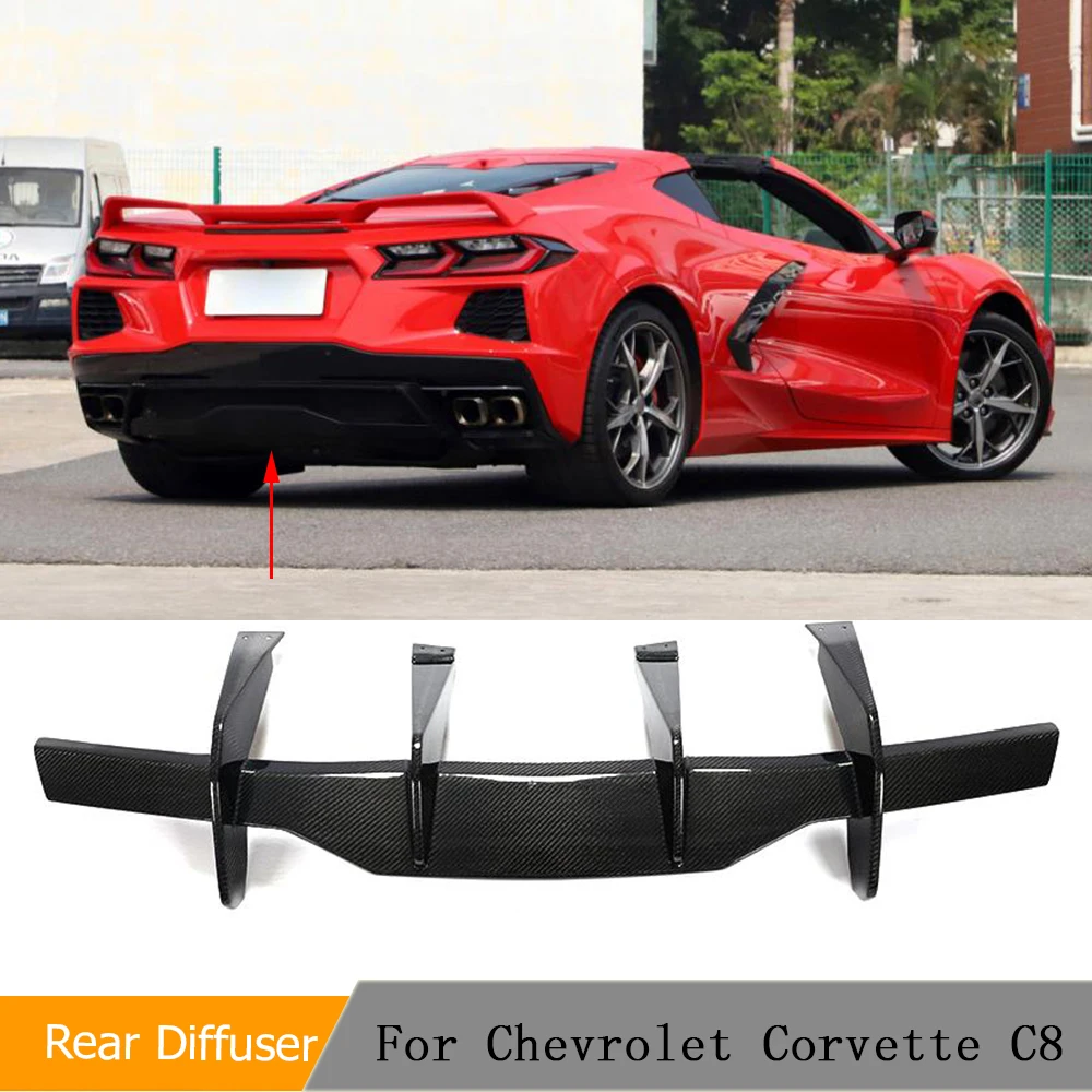 Real-Carbon-Fiber-Rear-Bumper-Diffuser-Spoiler-Cover-Trim-For-Chevrolet ...