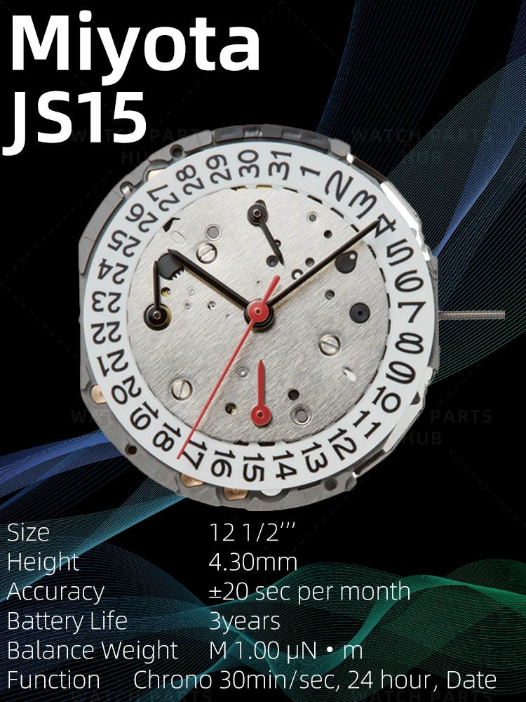 Miyota-JS15-Assista-Movimento-Movimento-Movimento-Quartz-6-Hands-Data ...