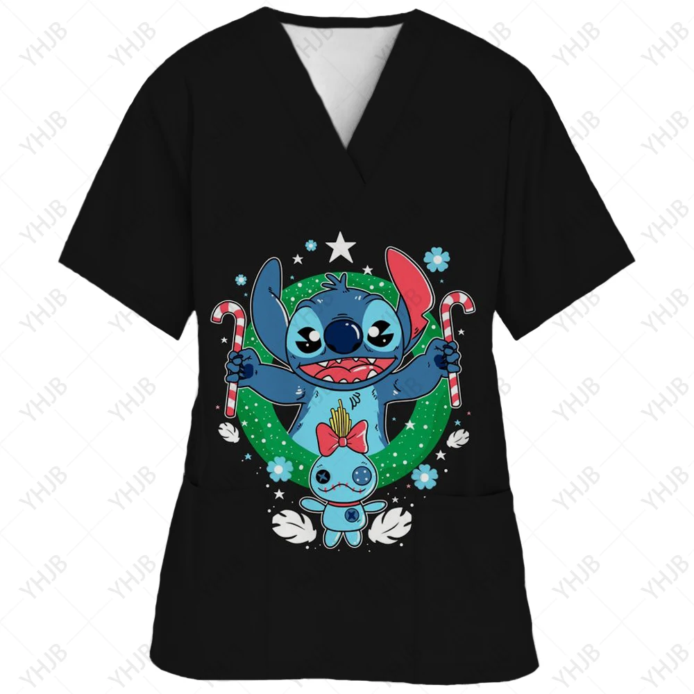 Uniforme de enfermera con estampado de Disney Stitch, uniforme de ...