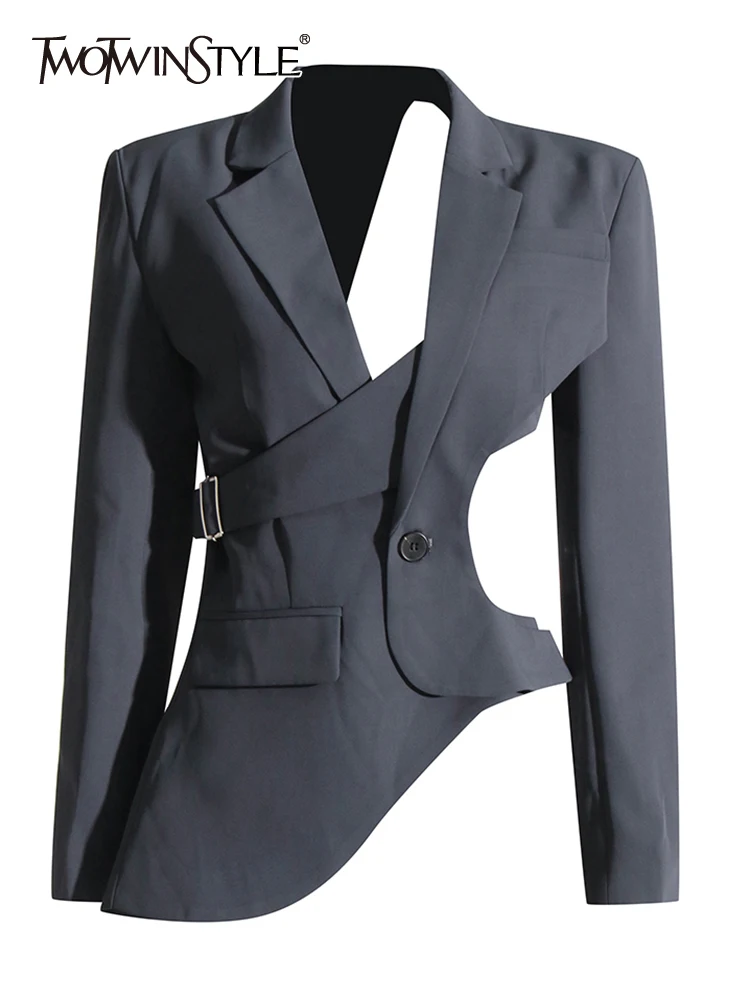 TWOTWINSTYLE-Hollow-Out-Backless-Slimming-Blazers-For-Women-Notched ...