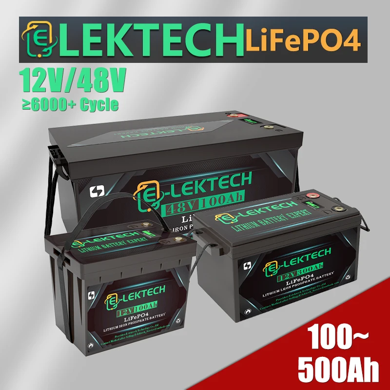 E-LekTech-12V-24V-48V-50AH-100Ah-200Ah-300Ah-LiFePO4-Battery-Pack-for ...