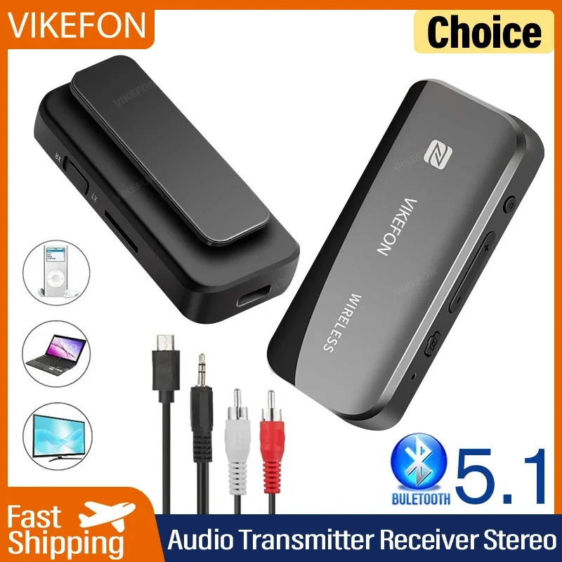VIKEFON Bluetooth Aux Adapter Wireless USB Dongle NFC TF Card 3.5mm ...