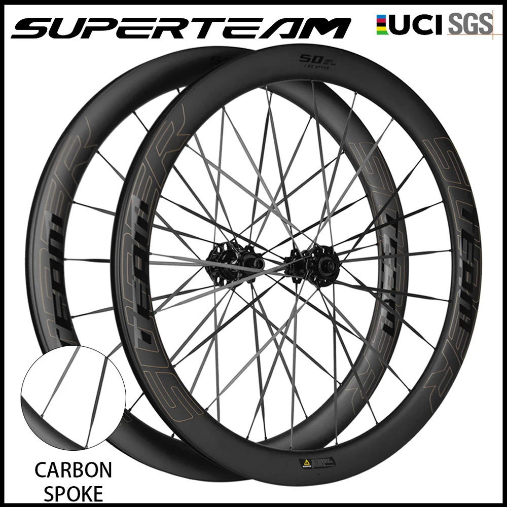 SUPERTEAM-Carbon-Spoke-Wheels-700C-Road-Bike-Disc-Brake-Wheelset-UCI ...