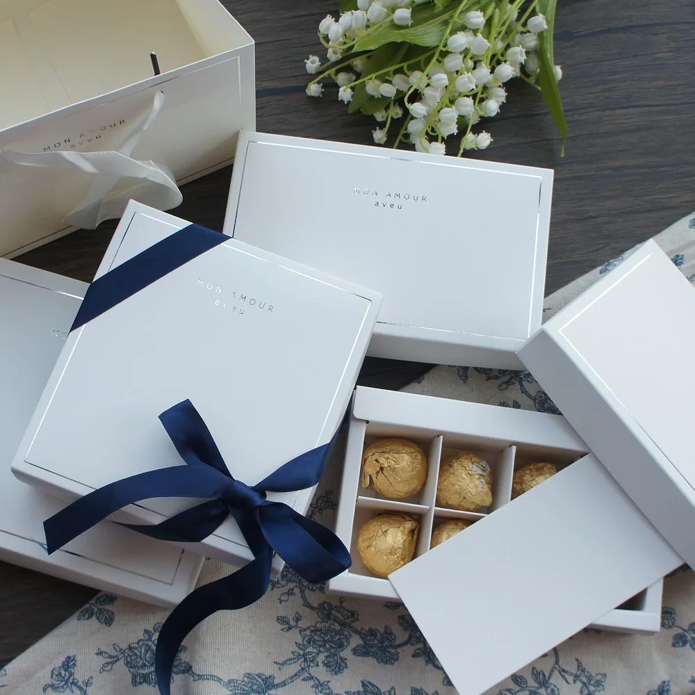 3 Size Choose 10set White Silver Valentine Chocolate Paper Box Design ...