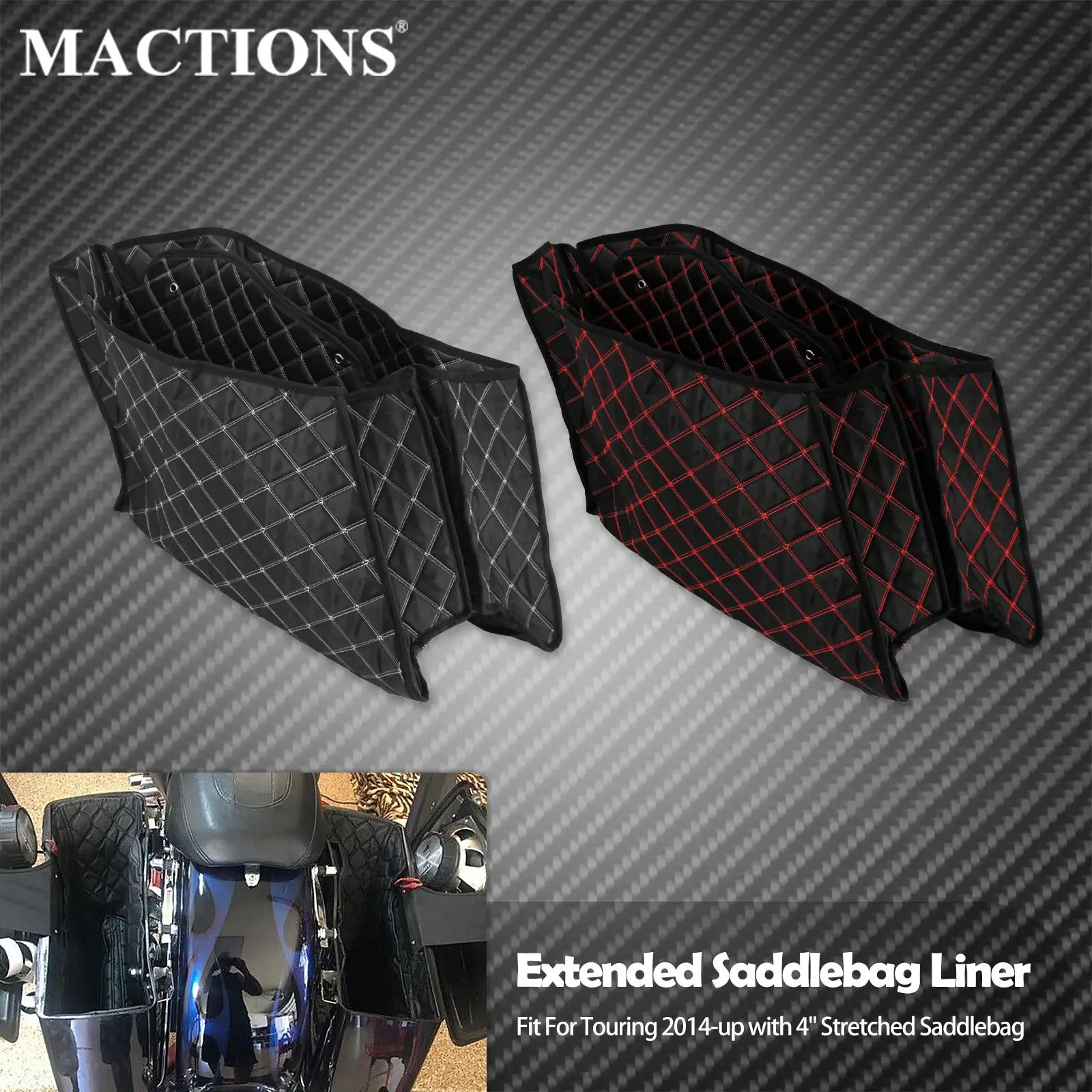 Motorcycle-Black-4-Saddlebag-Liners-Stretched-Bag-Inserts-For-Harley ...