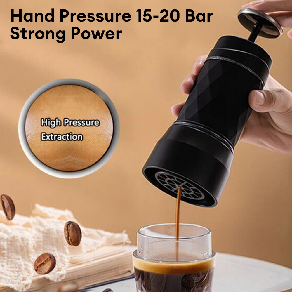 Portable Coffee Maker Espresso Machine Hand Press Capsule Ground Coffee ...
