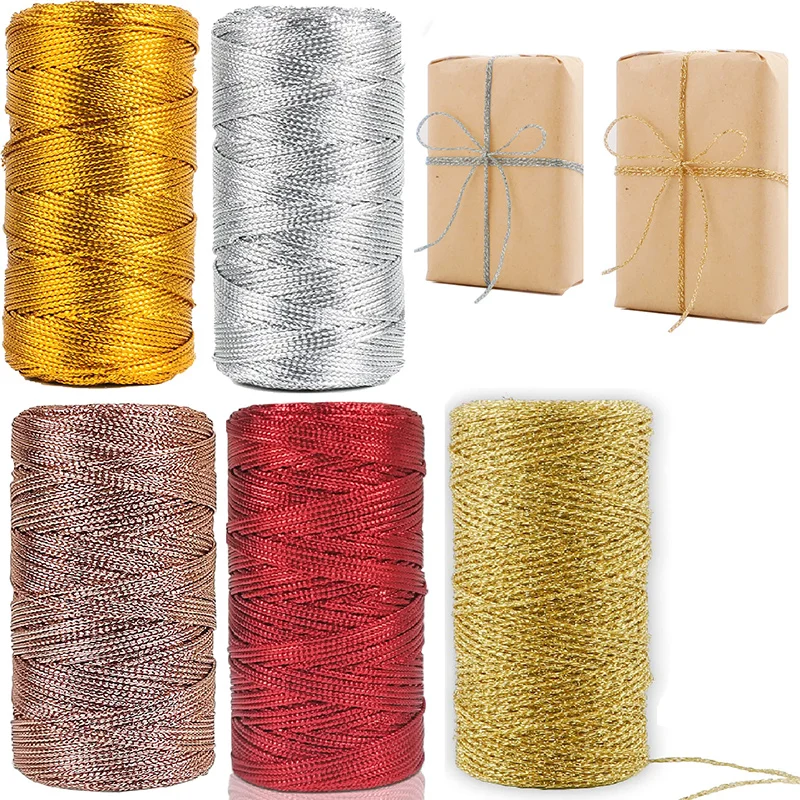 100m/roll Metallic Thread Cord Metallic Bakers Twine Gold Silver ...