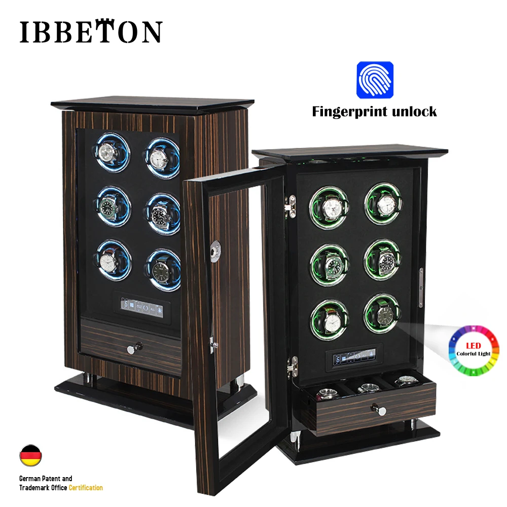 Luxury Watch Winder Box Fingerprint Unlock Mechanical Watches Safe Box ...