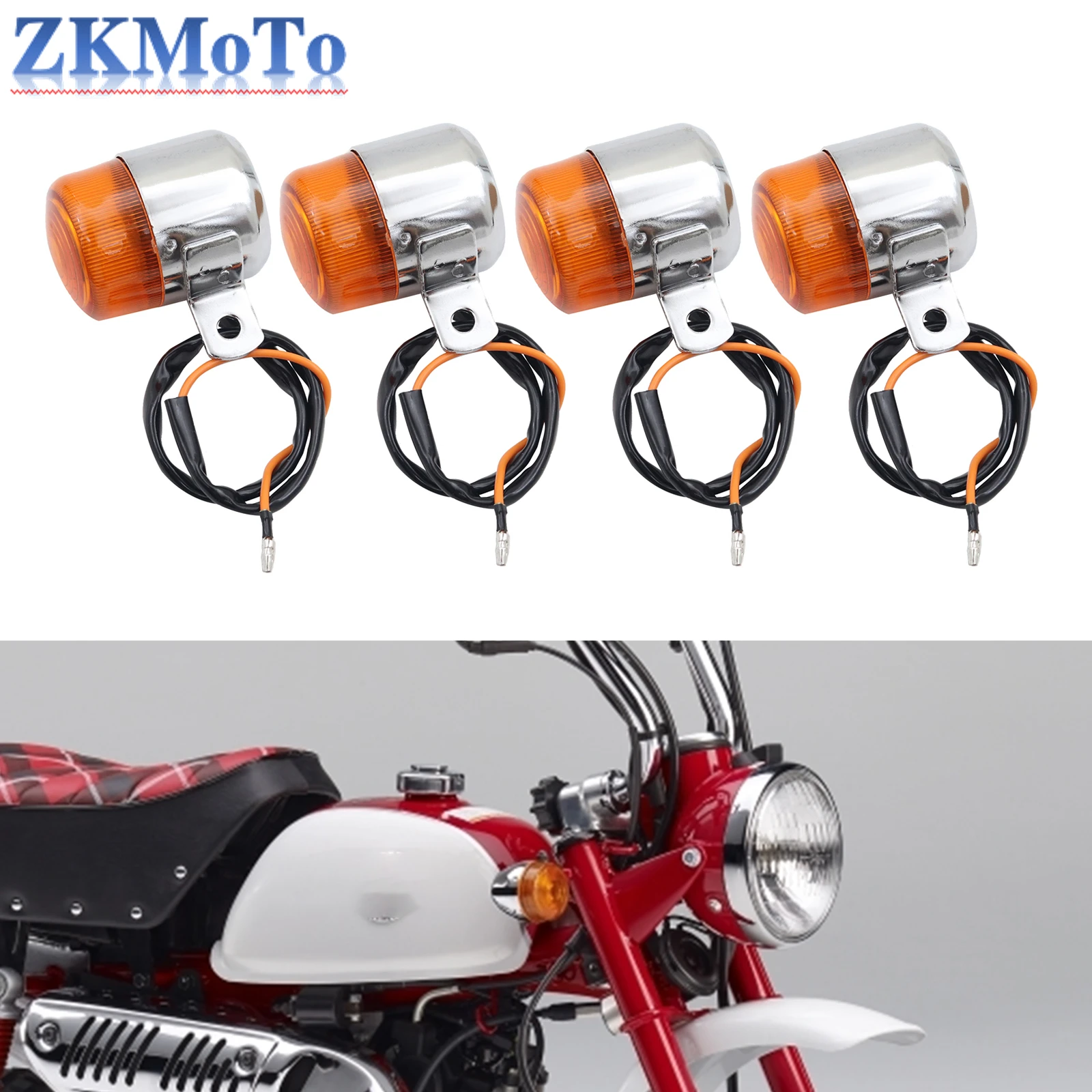 2Pcs Motorcycle Turn Signal Light 6V Amber Flasher Indicator Motorbike ...
