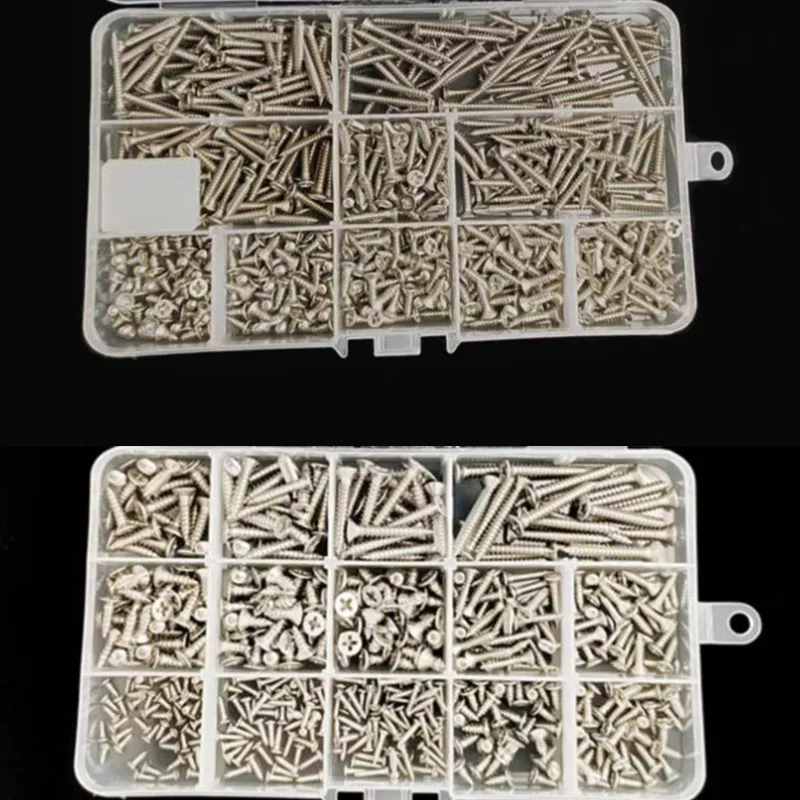 400/440/500pcs Self Tapping Screw Set M3 M4 M5 Cross Recessed Flat Head ...