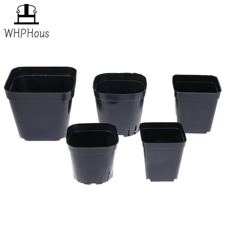 10Pcs-Brand-New-Black-Flower-Pots-Plastic-Pots-Small-Square-Pots-For ...