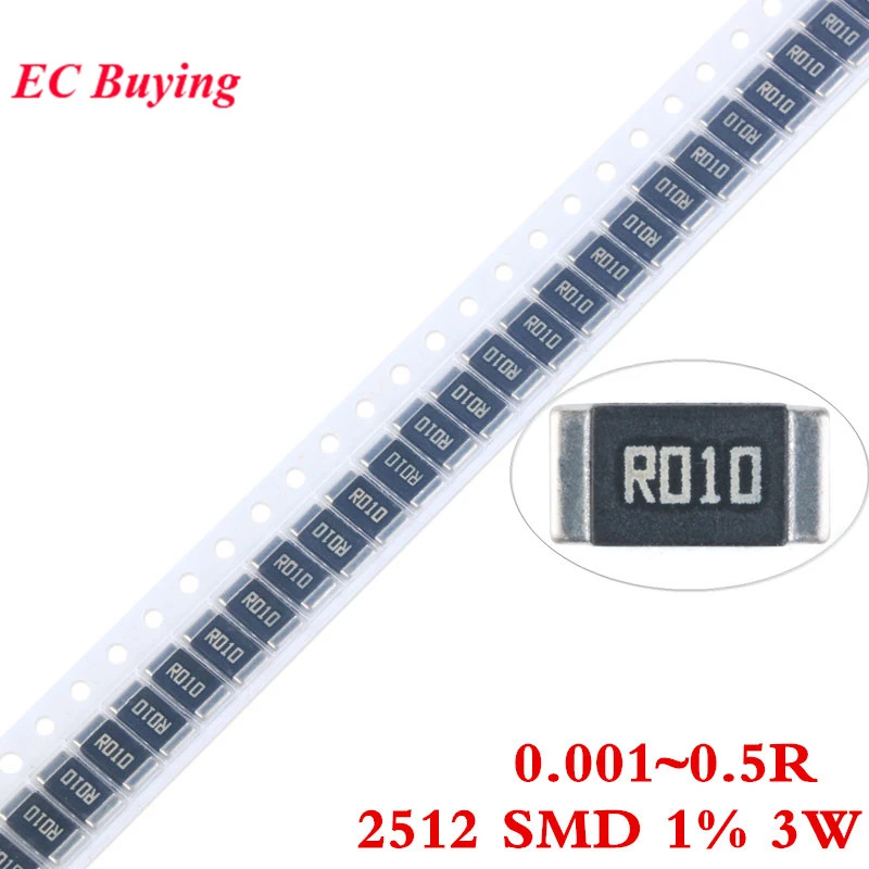 10pcs 2512 SMD Alloy Resistor Chip 3W 1% 0.001R 0.01R 0.012R 0.03R 0 ...