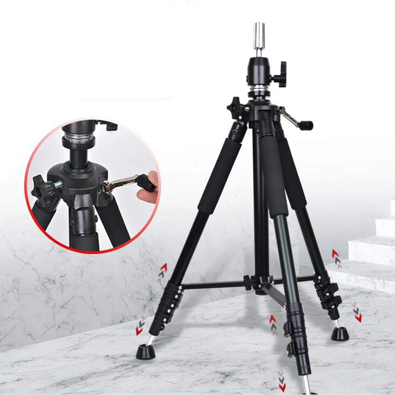 Wig Head Tripod Stand Mannequin Block Training Adjustable Height ...