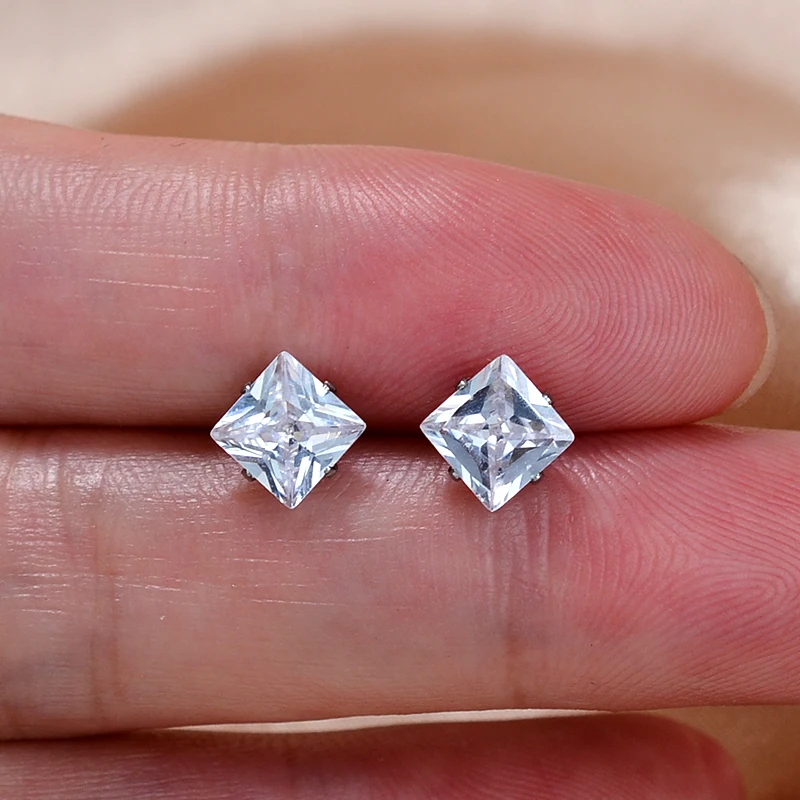 Stainless Steels Square Earrings | Square Crystal Stud | Ear Studs ...