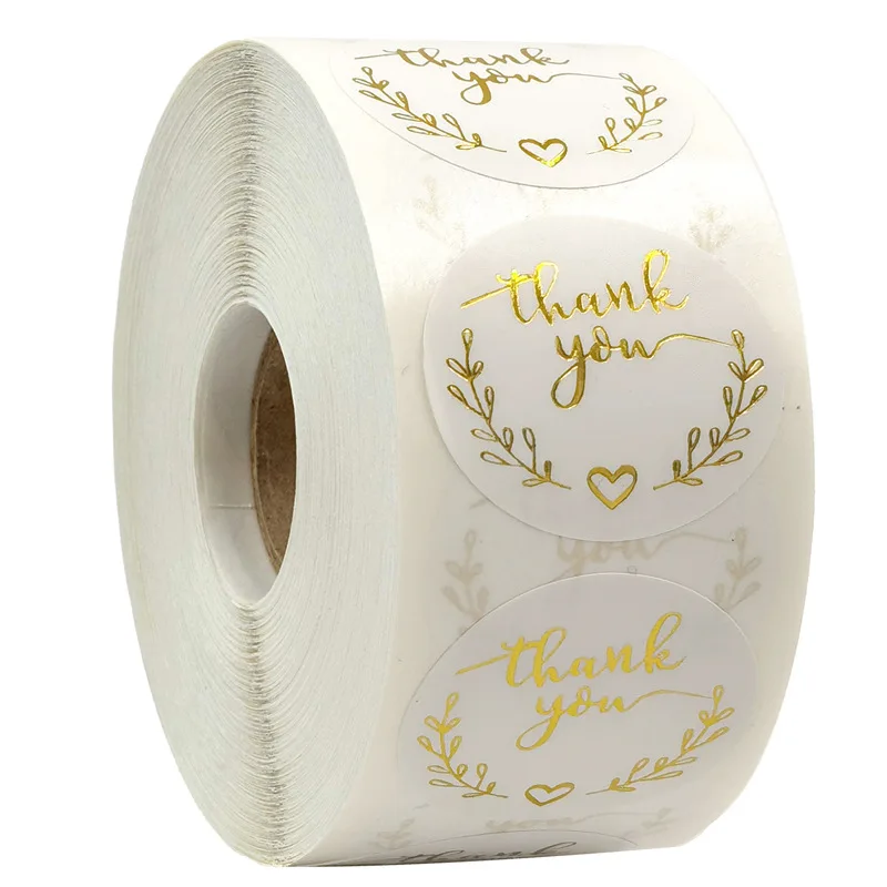 100-500pcs Gold Thank You Stickers for Small Business Supplies Wedding ...