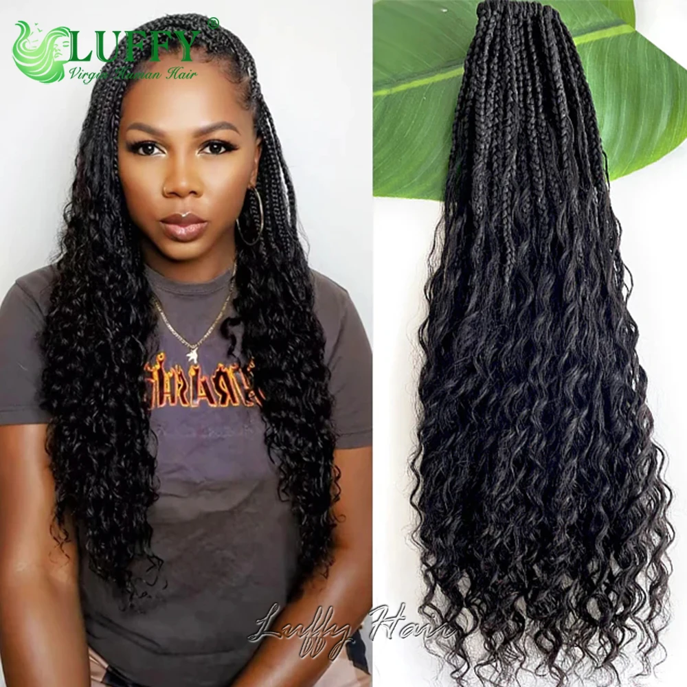 Crochet-Boho-Box-Braids-With-Human-Hair-Curls-Synthetic-Braiding-Hair ...
