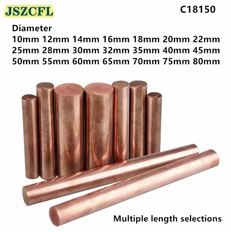 C18150 Chromium Zirconium copper rod Diam 10-80mm CuCrZr stick electric ...