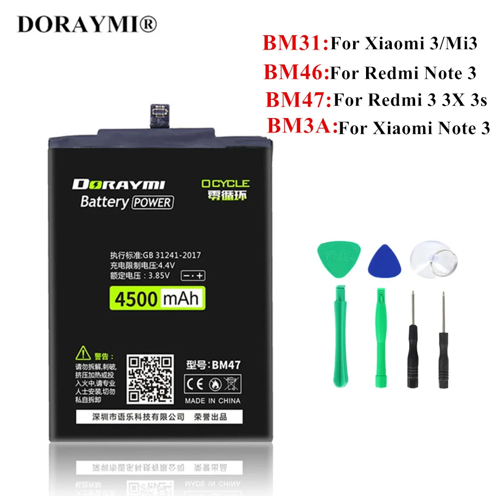 DORAYMI BM3A BM31 BM46 BM47 Battery for Xiaomi Mi3 Redmi Note 3 3X 3S ...
