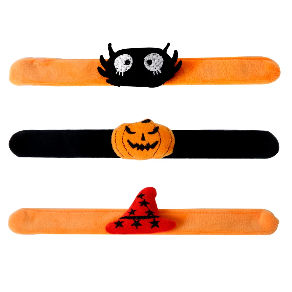 Halloween-Slap-Bracelets-Cute-Pumpkin-Spider-Ghost-Witch-Hat-Pop-Circle ...