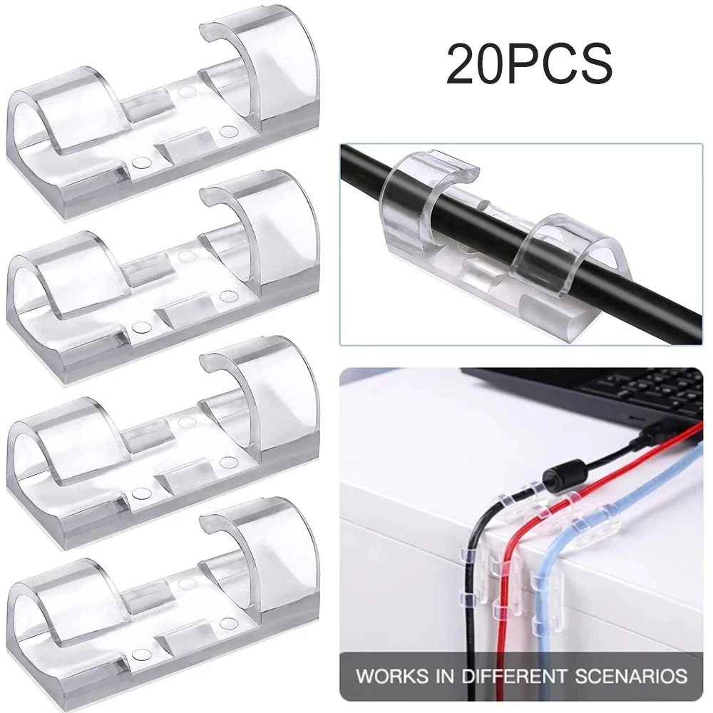 20pcs Cable Clips Self-Adhesive Cable Organizer Fixed Wire Plastic ...