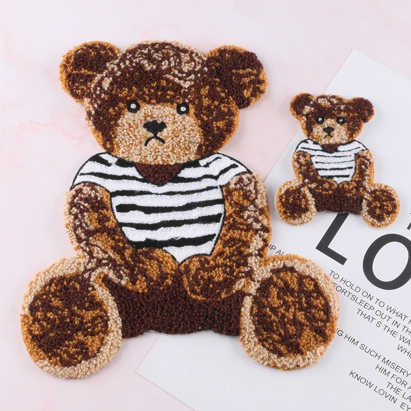 Retro Plush Embroidered Bear Patch Stickers Clothing Hoodies Patches on ...