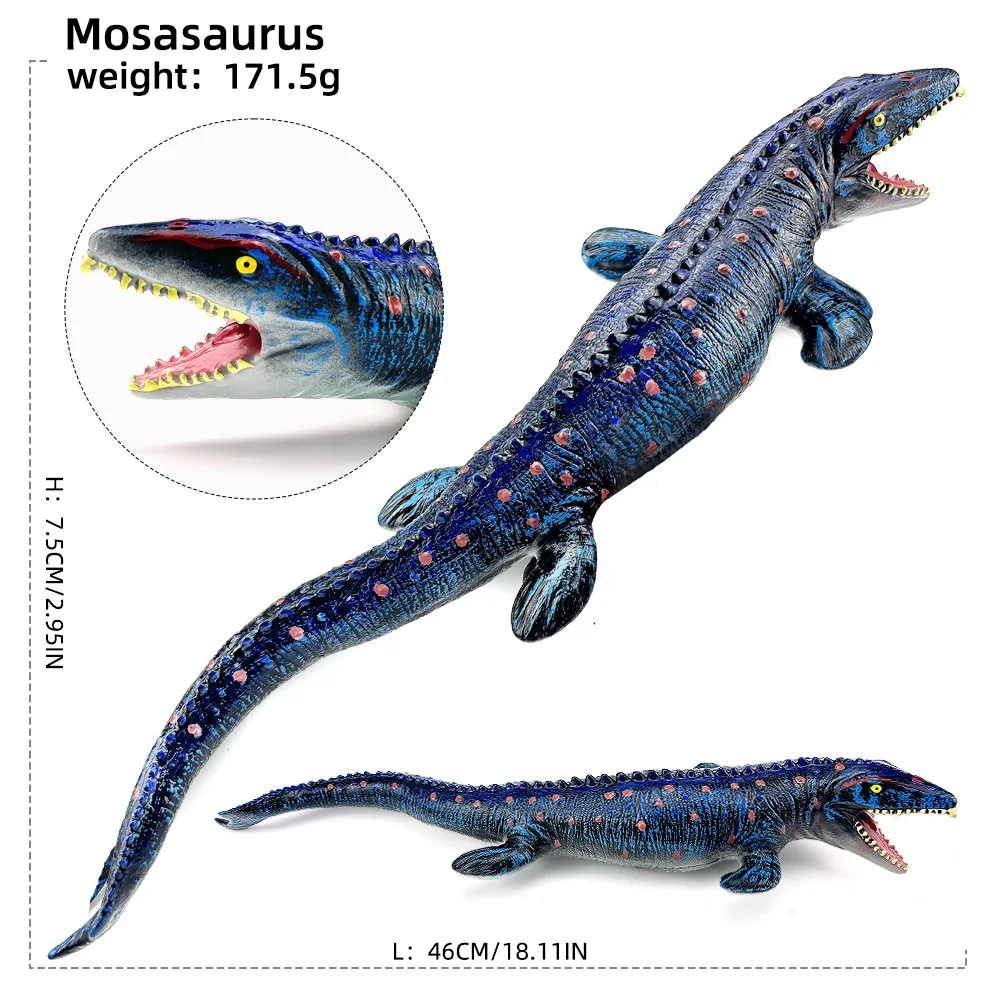 Modelo de juguete de pegamento suave de peluche de mosasaurio, figuras ...