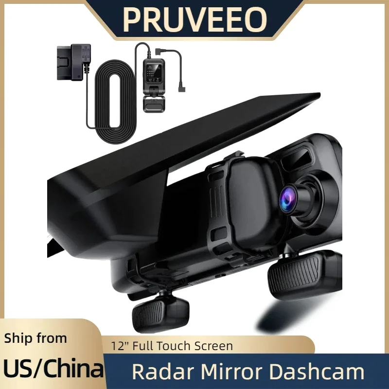 PRUVEEO All - in - One Dash Solution: 12'' Mirror 4 - Channel 1080P Cam ...