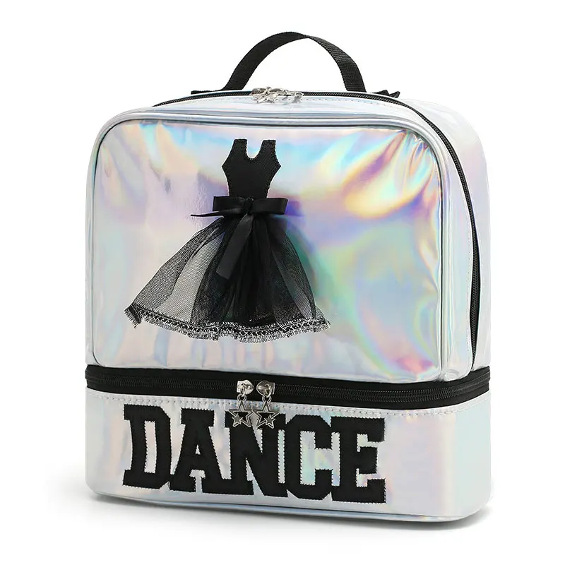 Laser Black Ballet Dance Bags for Kids Double Shoulder Bag Children ...