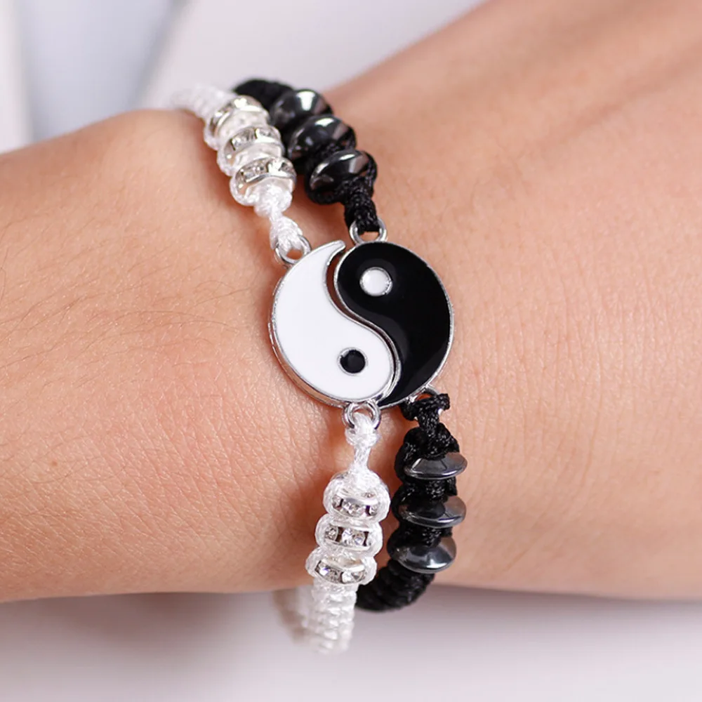 Retro-Yin-Yang-Tai-Chi-Pulseiras-Pingente-para-Homens-e-Mulheres-Preto ...