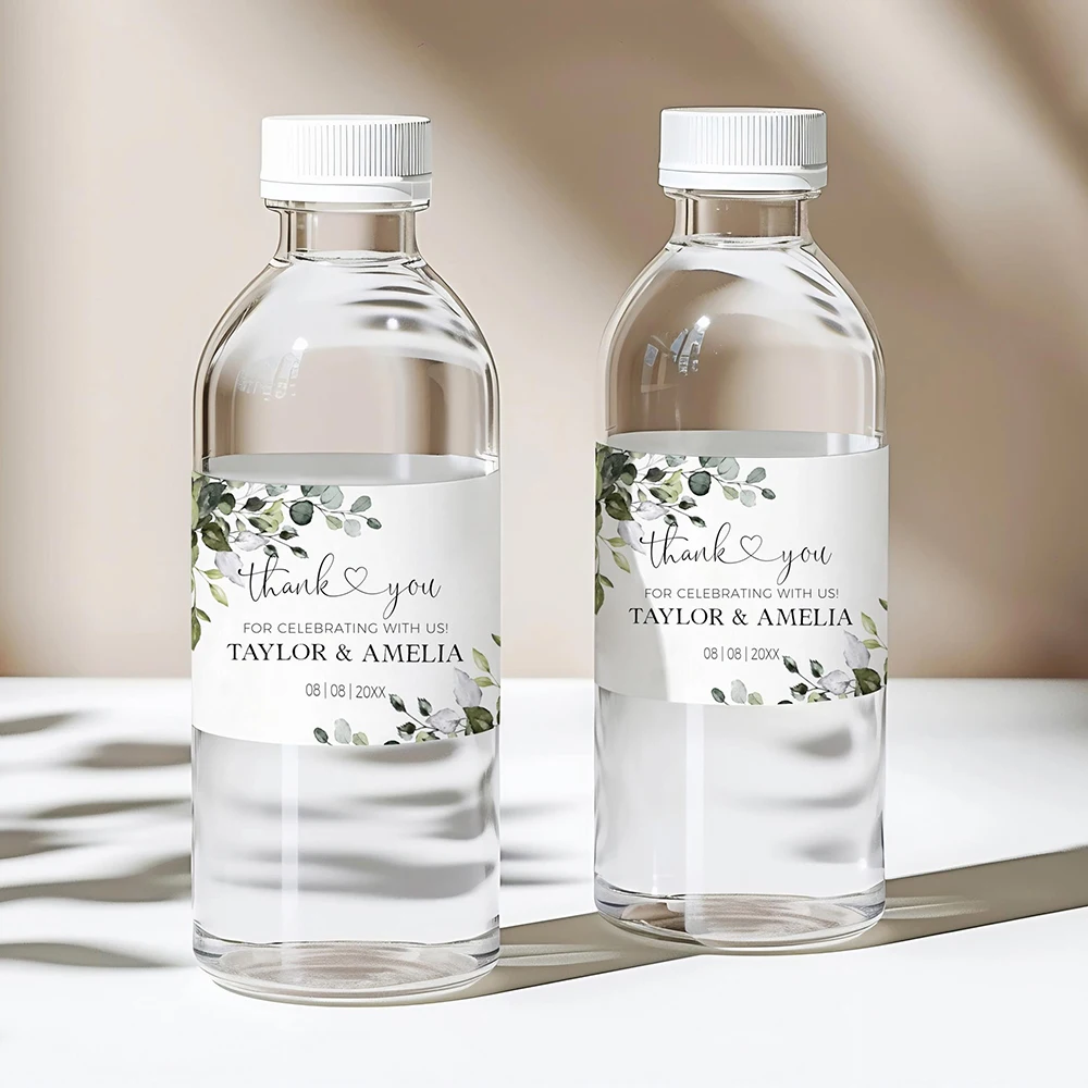 Personalized Wedding Water Bottle Label Waterproof Custom Name Date ...