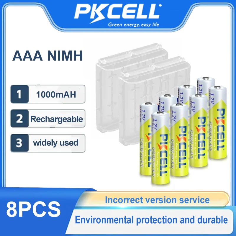 2-4-6-8PC-PKCELL-AAA-Battery-1-2v-1000mah-NIMH-Rechargeable-Batteries ...