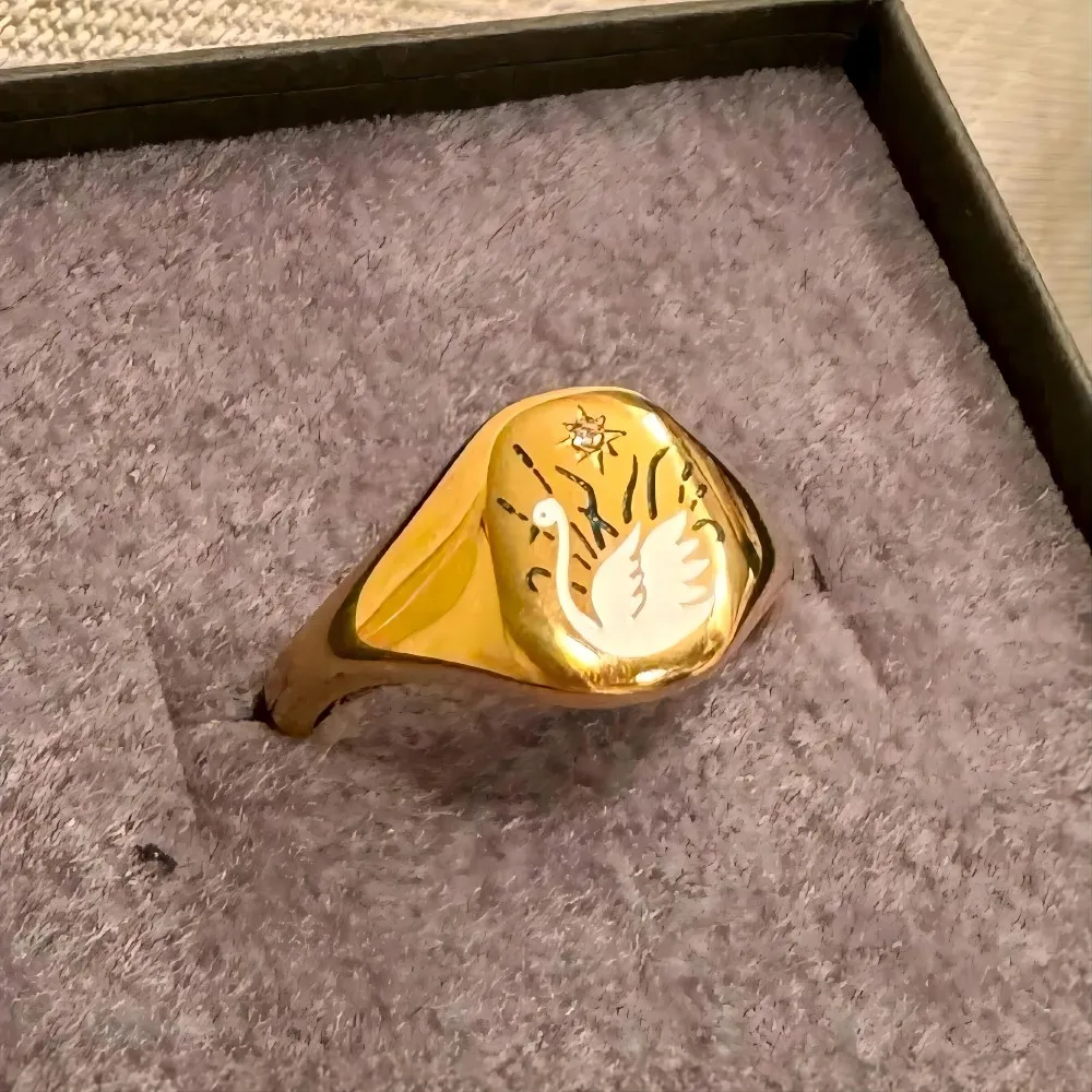 Snake-Shark-Pearl-Shell-Swan-Flower-Pattern-Oval-Colorful-Metal-Rings ...